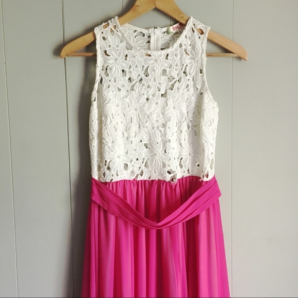 Sua Mei | Dresses | Sua Mei Lace Colorblock Formal Maxi Dress L | Poshmark